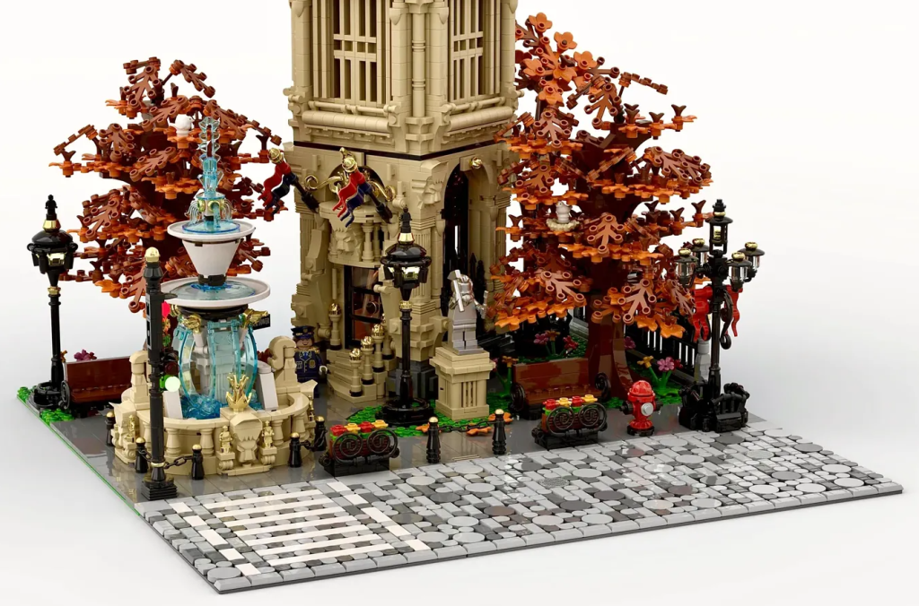 LEGO Ideas modular Clock Tower Park reaches 10K - Brick Fanatics