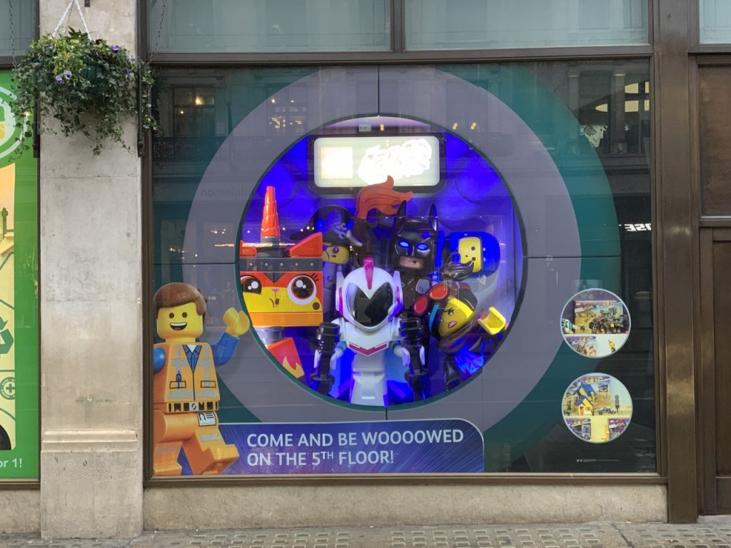 The LEGO Movie 2: The Second Part window display at Hamleys