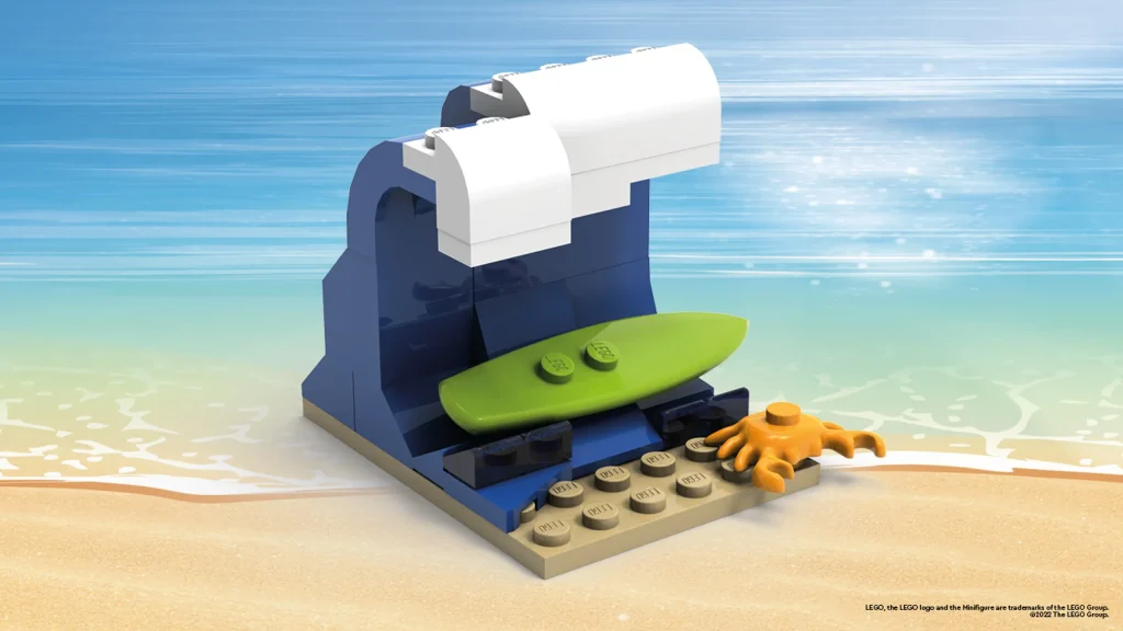 Create a mini beach scene at the August in-store LEGO build