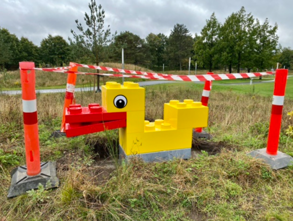 Giant LEGO ducks have appeared all over Billund