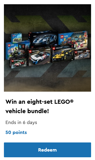 Three new LEGO VIP member sweepstakes now available
