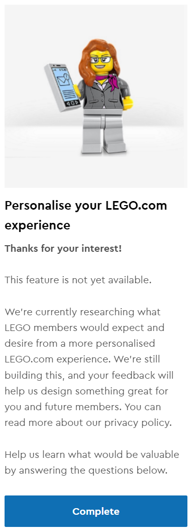 New LEGO VIP survey researches personalised experiences