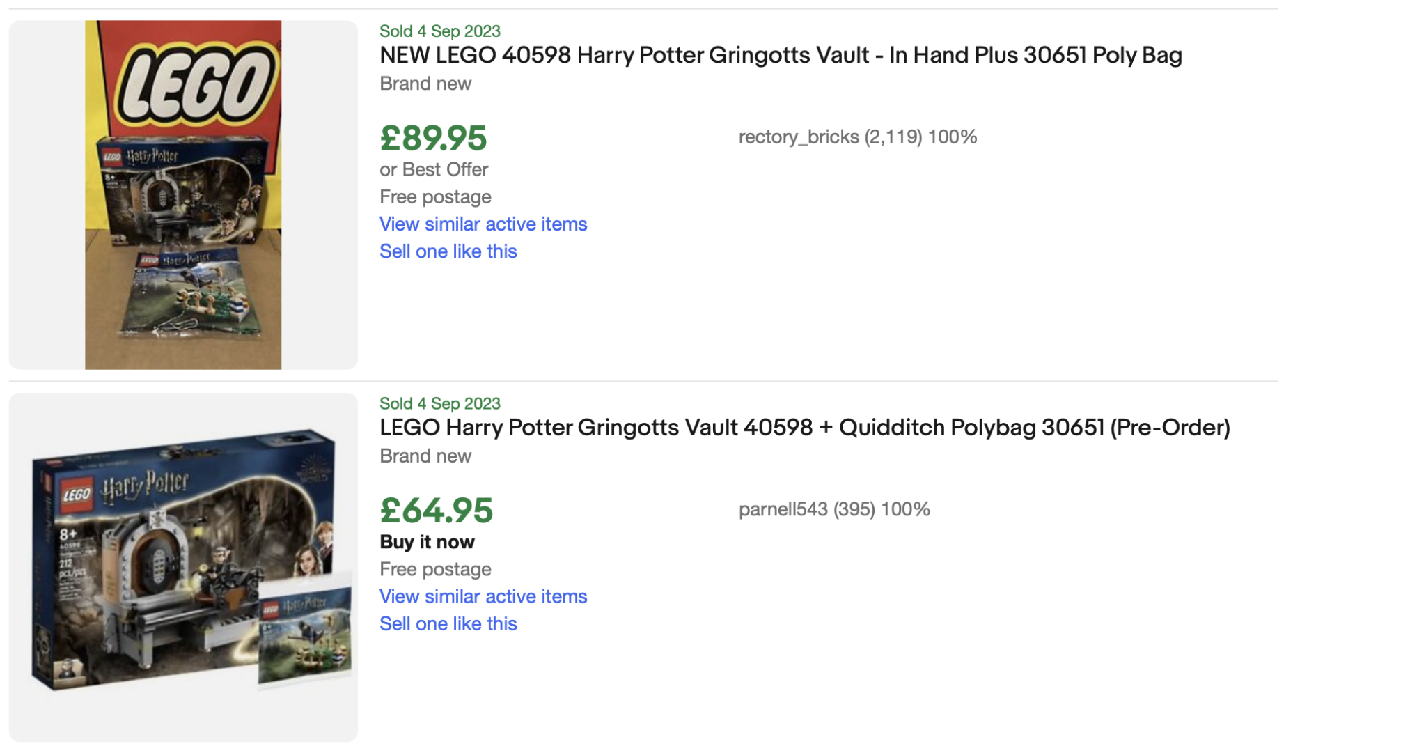 Sold-out LEGO Harry Potter 40598 Gringotts Vault is already fetching ...