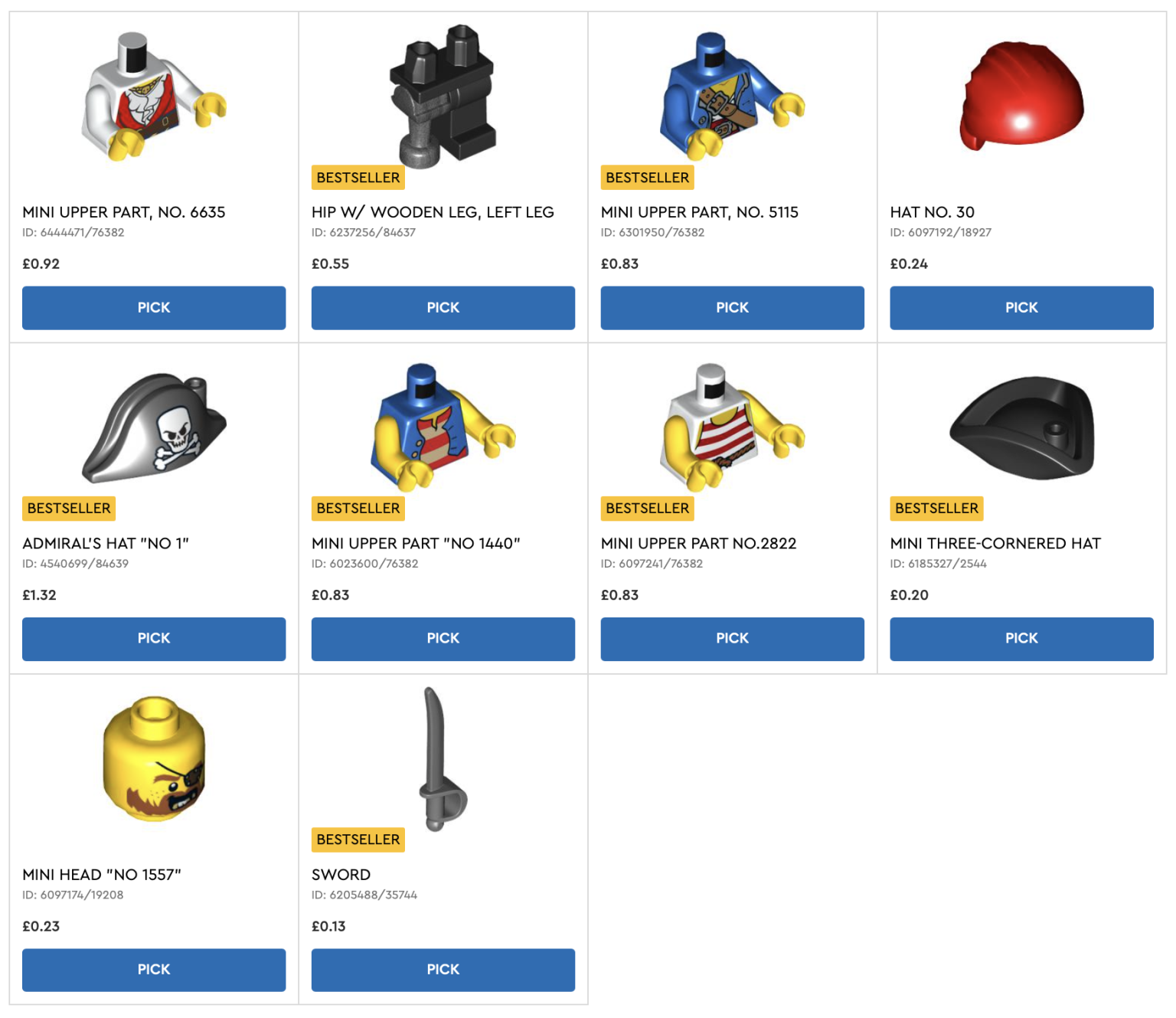 Complete LEGO Space, Castle and Pirates minifigures available through ...