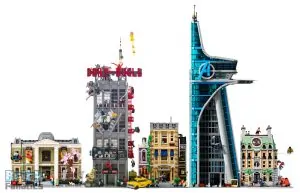 See LEGO Marvel 76269 Avengers Tower lined up next to other modular ...