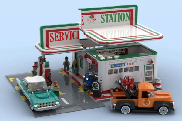 LEGO Ideas Vintage Service Station reaches 10K supporters