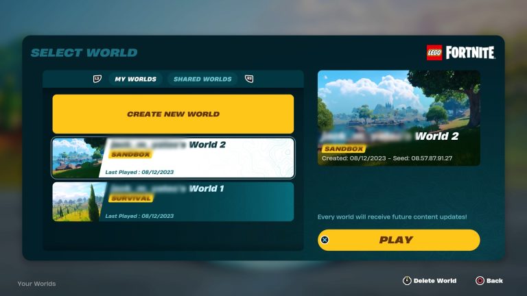 How to create survival and sandbox worlds in LEGO Fortnite