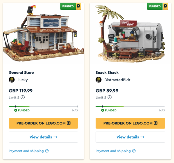 LEGO BrickLink Designer Program Series 1 sets hit targets