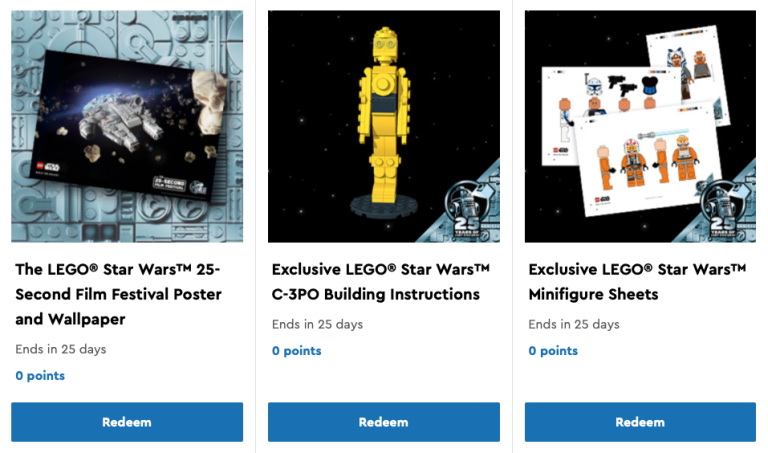 LEGO Star Wars 25-Second Film Festival rewards now available