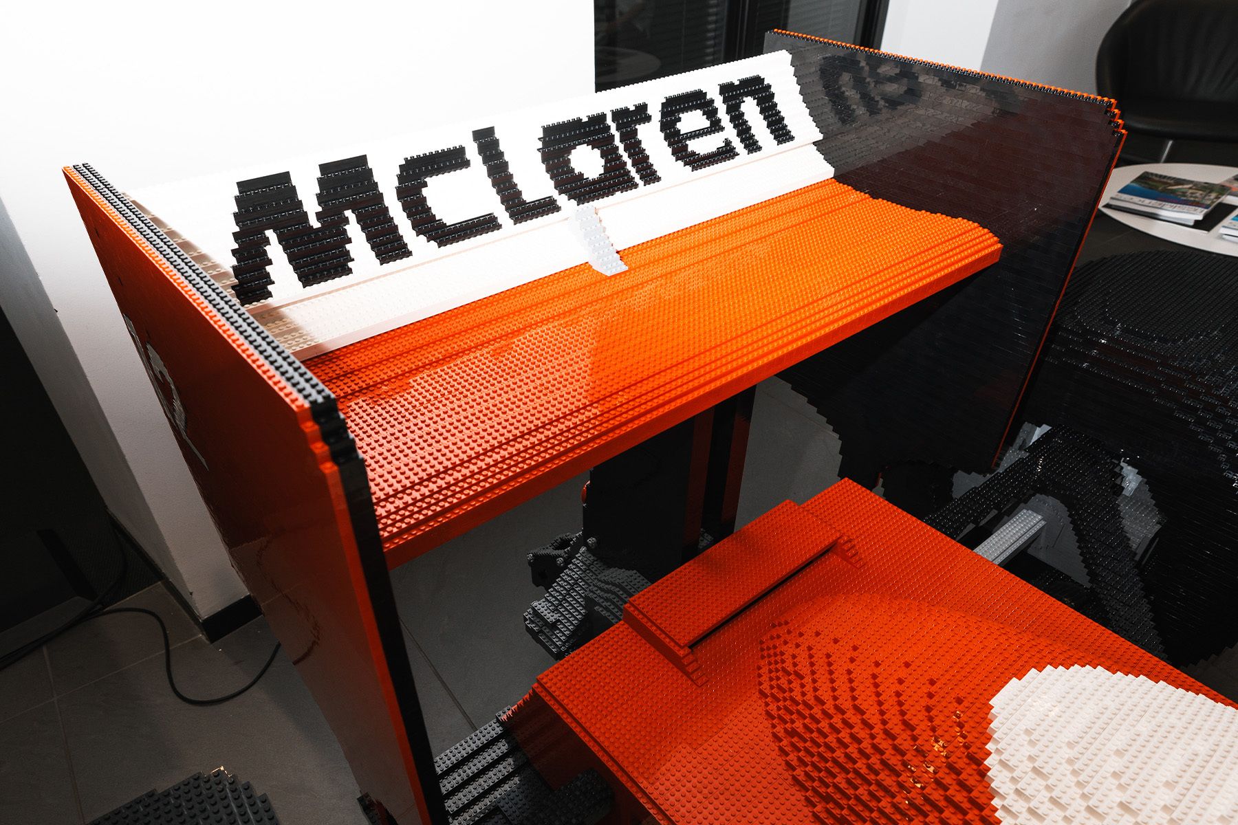 Life-size LEGO McLaren MP4/4 racing to Leicester Square