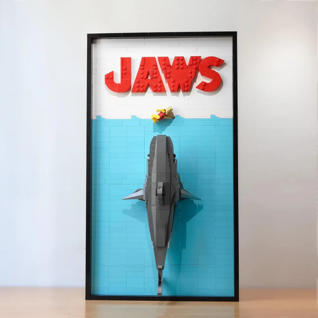 LEGO Ideas Jaws custom display recreates the iconic poster