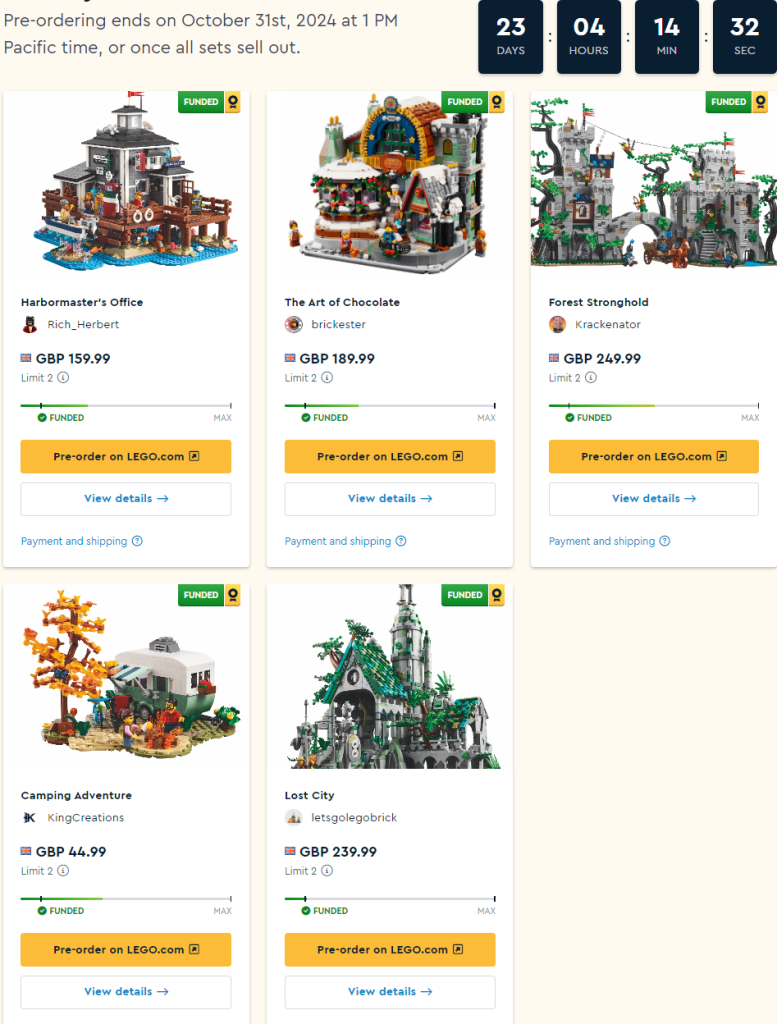 All LEGO BrickLink Designer Program Series 3 sets funded in less than ...