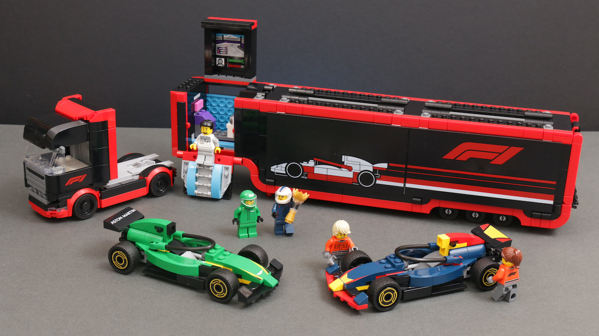 LEGO City 60445 F1 Truck s RB20 & AMR24 F1 Cars recenzia