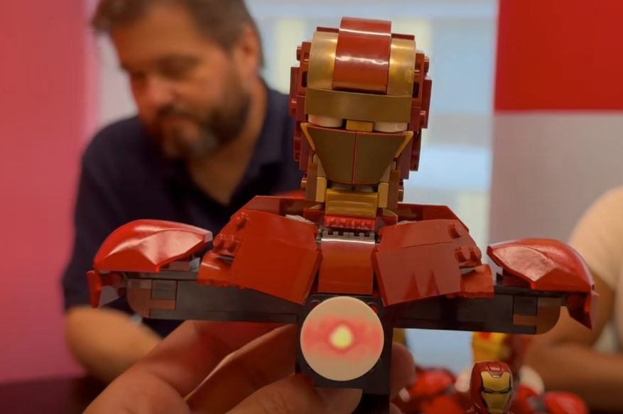 See how the LEGO Marvel Iron Man Bust evolves in BTS builds