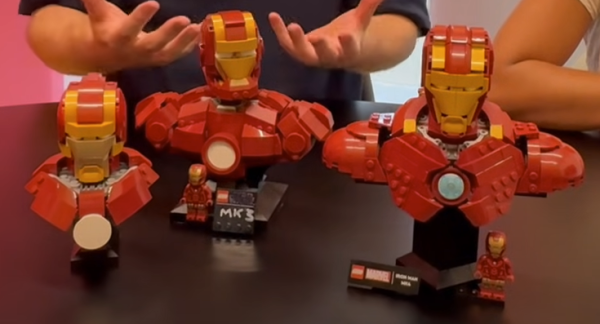 See how the LEGO Marvel Iron Man Bust evolves in BTS builds
