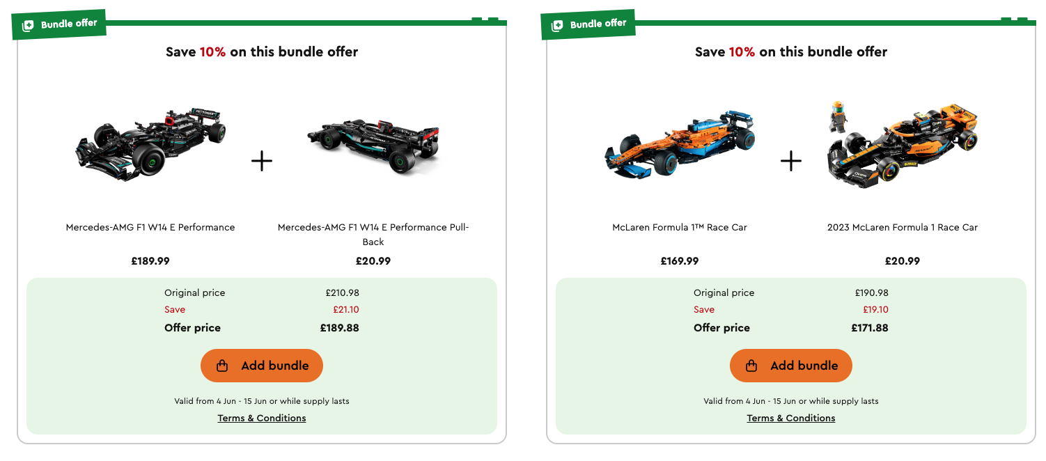 Last chance for LEGO Hypercar GWP and F1 multi-buy bundles