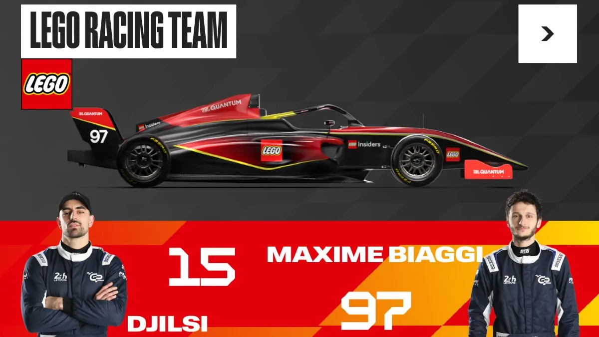 LEGO llega a la pista con el patrocinio del equipo de Fórmula 4