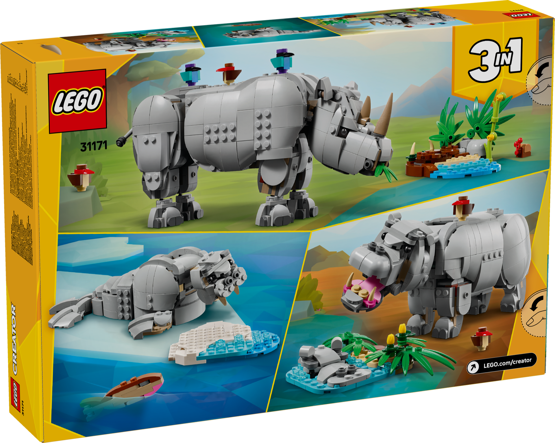 LEGO Creator 31171 Wild Animals: Majestic Rhino with Birds revealed