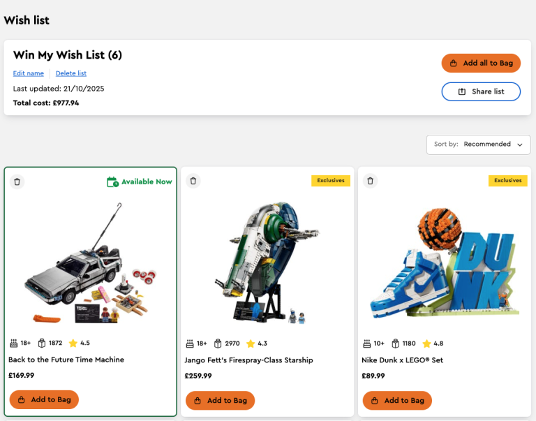 Win LEGO Insiders wishlist in free sweepstake giveaway