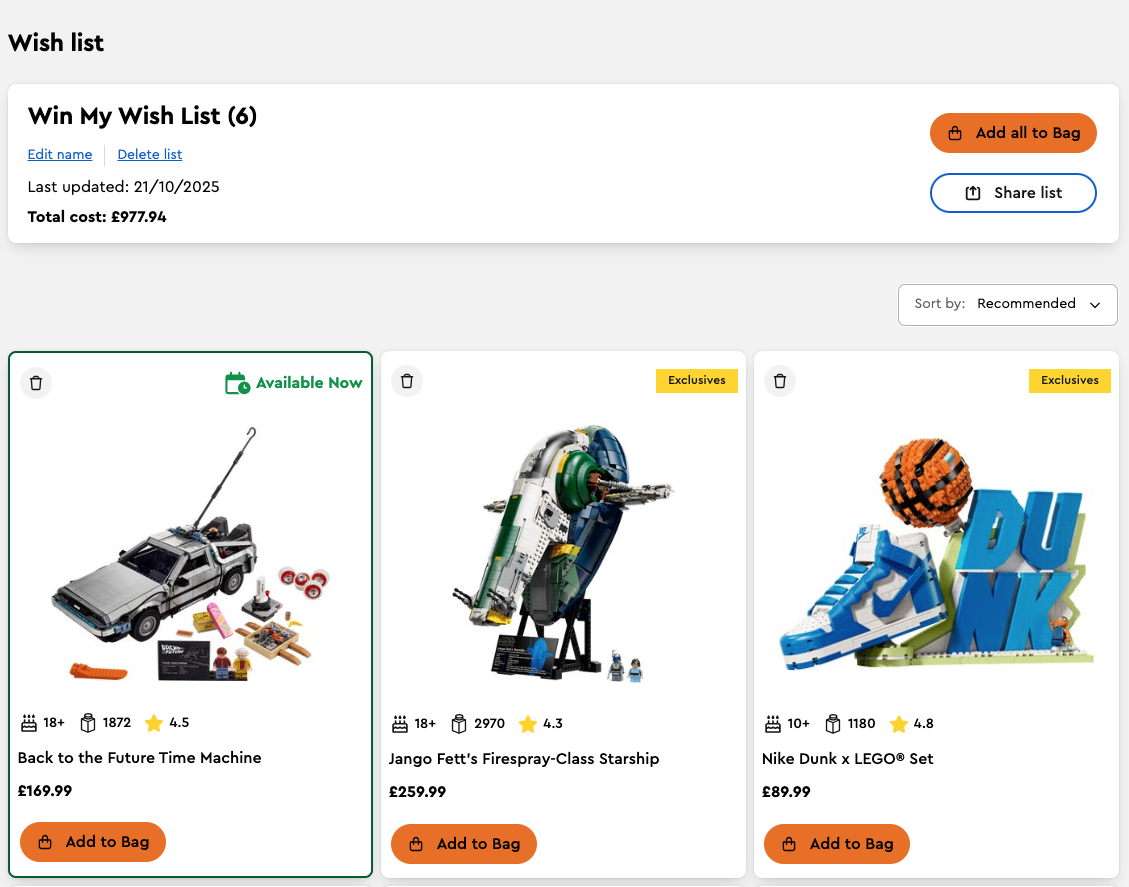 Win LEGO Insiders wishlist in free sweepstake giveaway