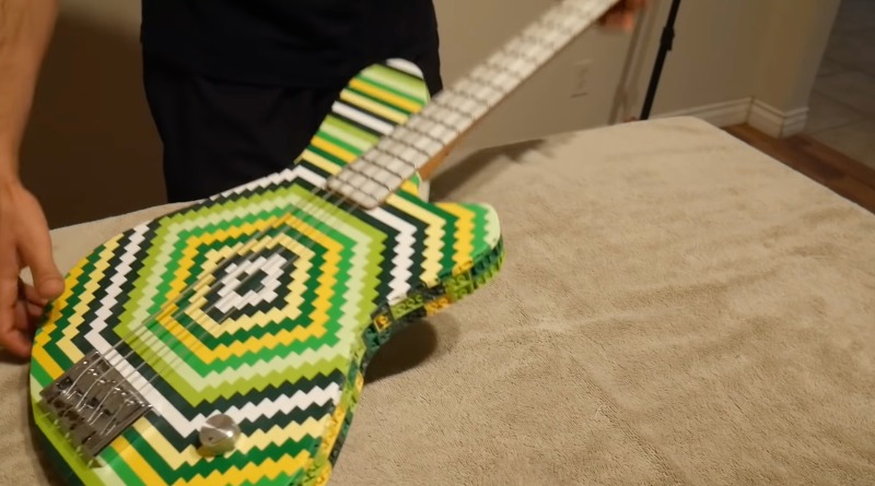 YouTuber builds working bass guitar from LEGO bricks