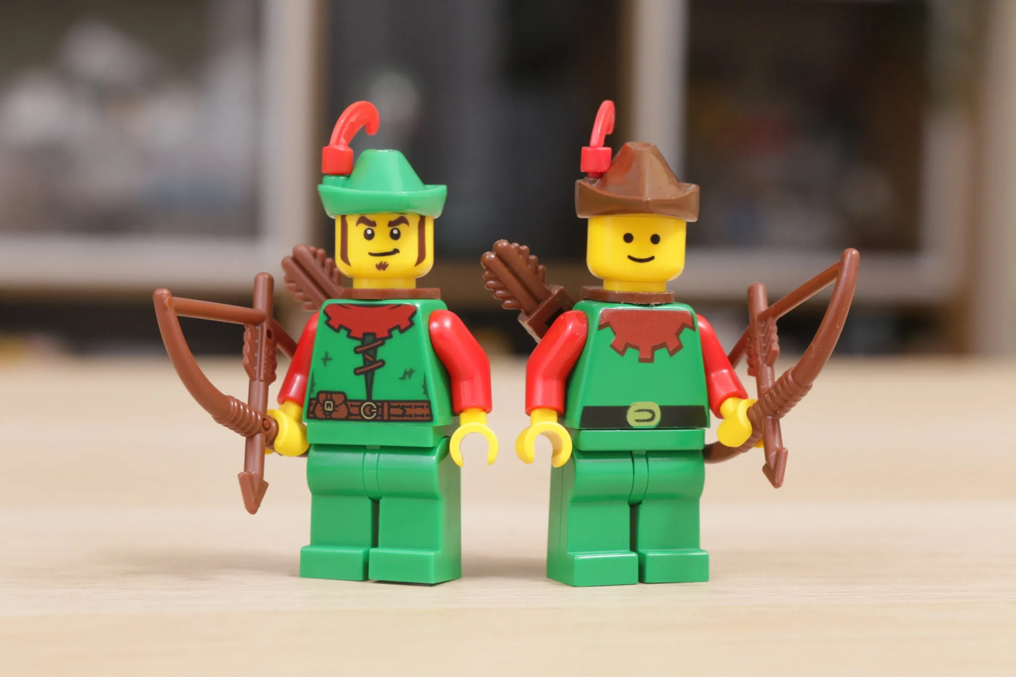 Comparing LEGO Forestmen minifigures new and old