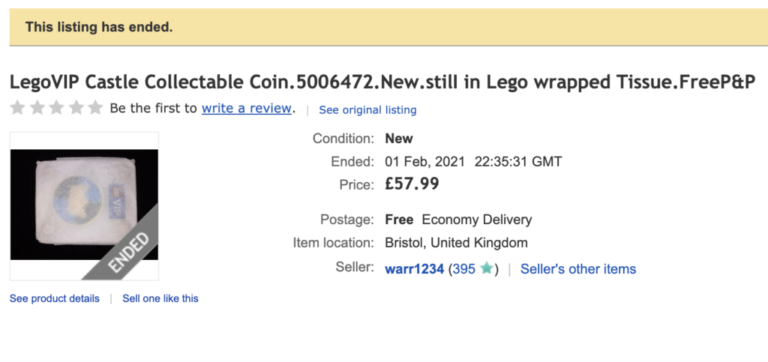 The LEGO Collectible Coins are already selling for crazy money on eBay