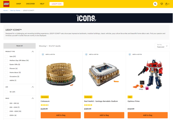 New LEGO Icons rebranding lands on LEGO.com