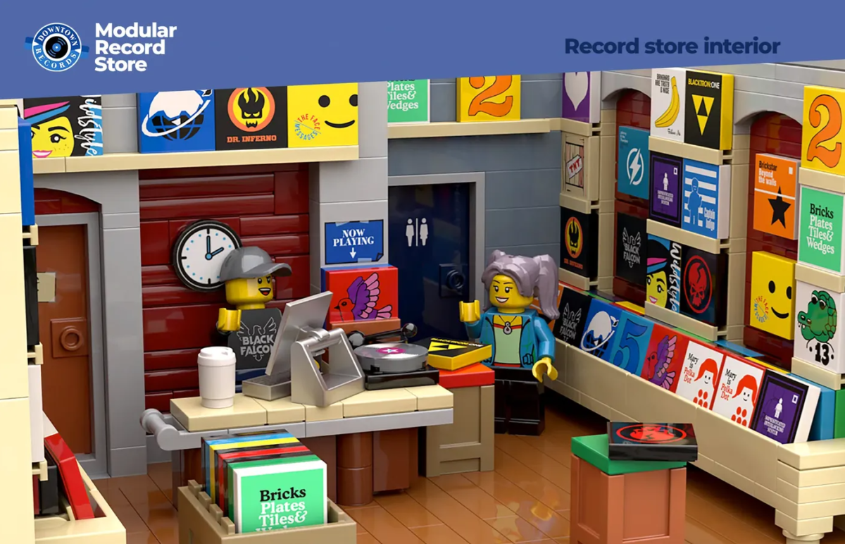 Modular record store reaches third 2021 LEGO Ideas review