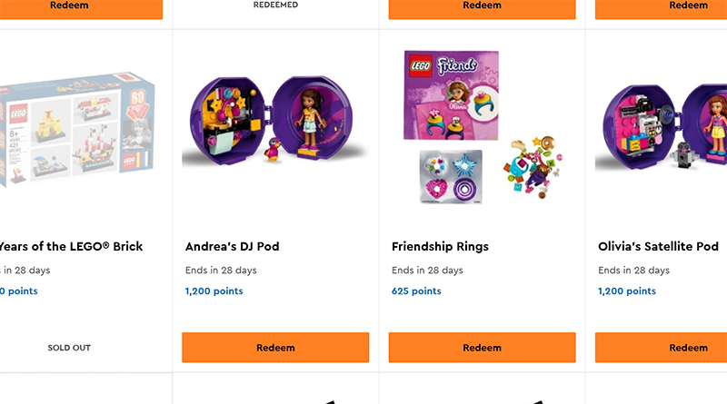 More physical LEGO VIP rewards available