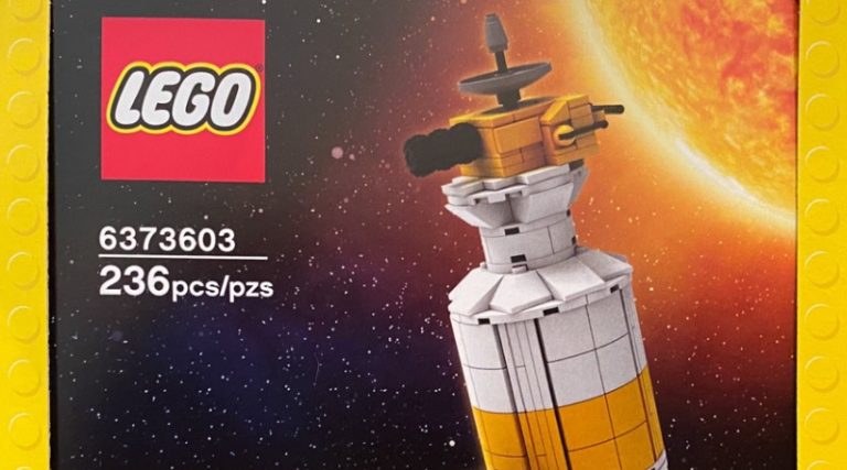 First look at LEGO NASA Ulysses Space Probe VIP reward in hand