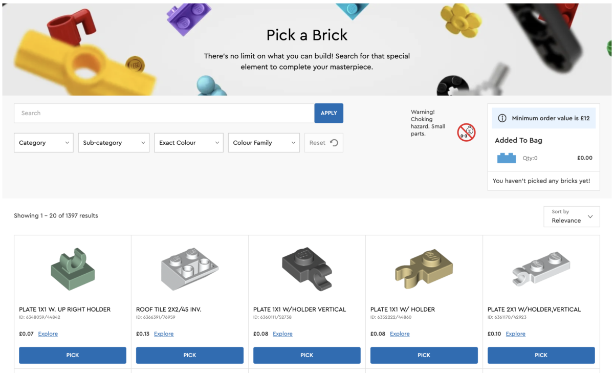 LEGO Pick a Brick is merging with Bricks and Pieces online