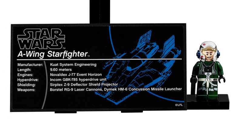 LEGO Star Wars UCS 75275 A-wing Starfighter plaque contains errors