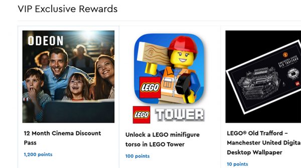 LEGO VIP Reward Centre adds ODEON cinema discount pass