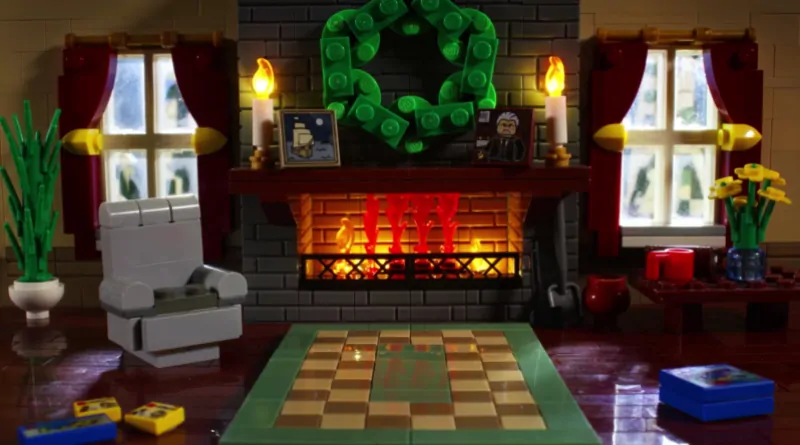 Celebrate the holidays with this festive LEGO fireplace