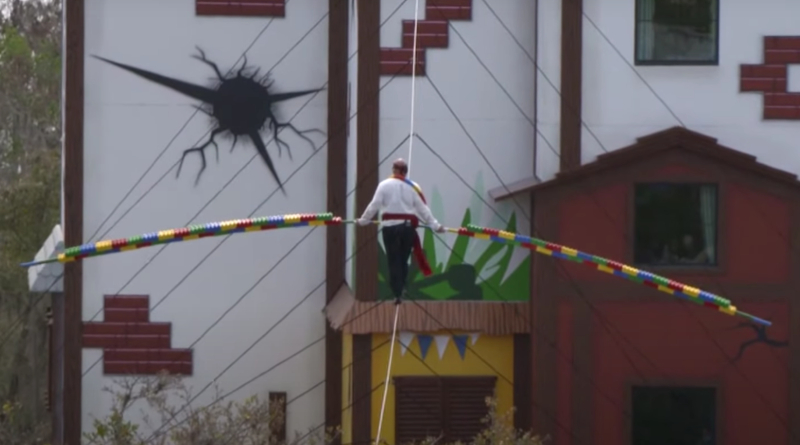 Tightrope walker uses LEGO bricks to trek above LEGOLAND Florida ...