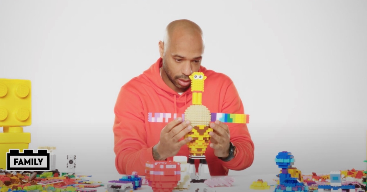 Thierry Henry takes a shot at the 90 Second LEGO Challenge