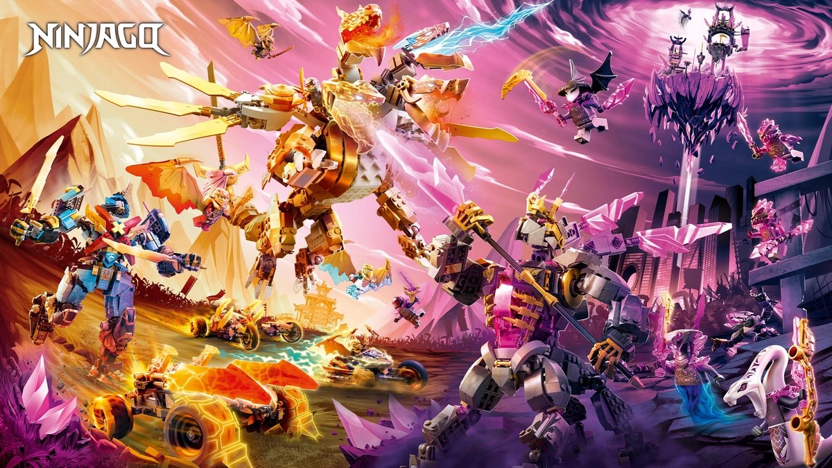 LEGO NINJAGO Crystalized promotional art highlights huge battle